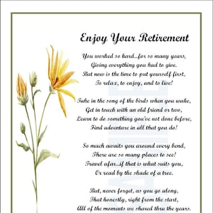 Retirement Poem DIGITAL DOWNLOAD Retirement Gift Present - Etsy