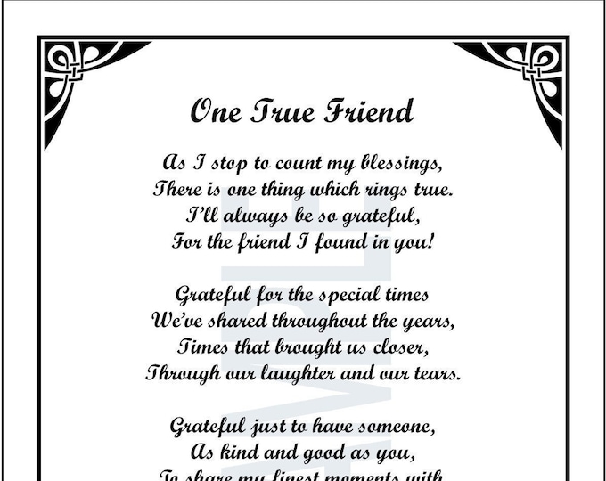 Poem Print Verse for Best Old Friend, DIGITAL DOWNLOAD, Friend's 30th ...