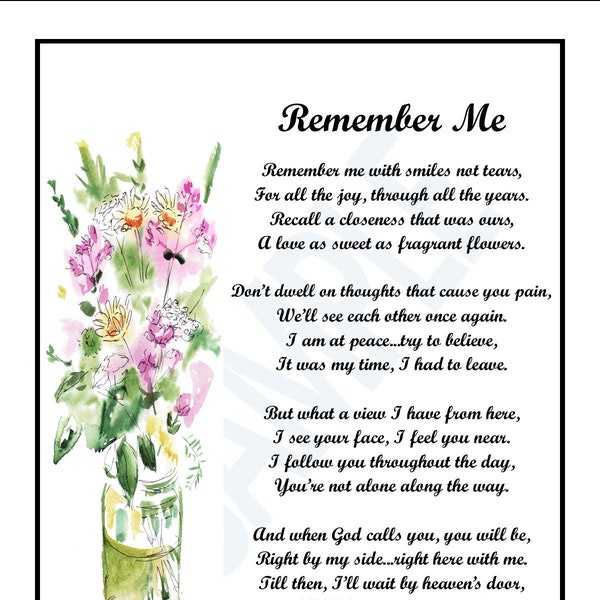 Remember Me Poem - Etsy