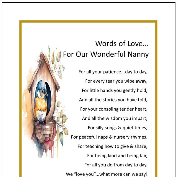 Nanny Poem - Etsy