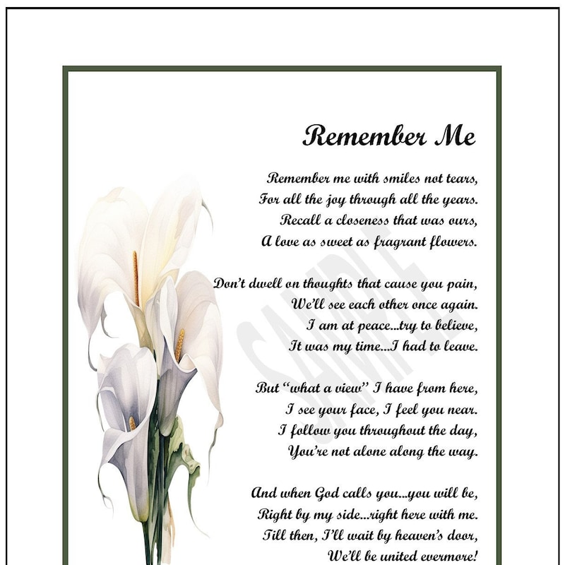 Remember Me Poem - Etsy
