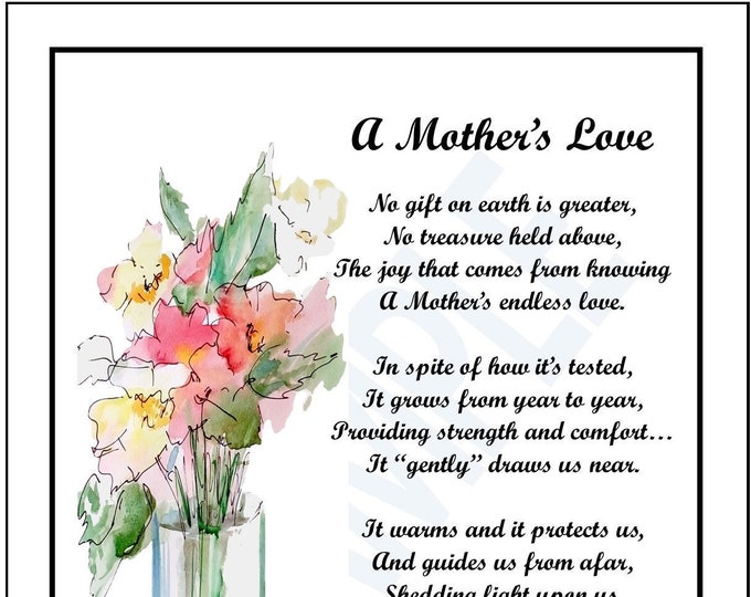 A Mother's Love DIGITAL DOWNLOAD Mom Poem Mom Gift | Etsy