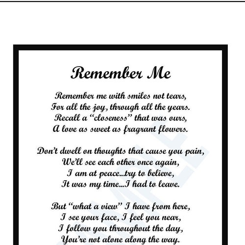 Remember Me Memorial Poem DIGITAL DOWNLOAD Memorial Gift - Etsy Australia