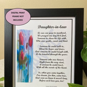 Daughter in Law From Both, DIGITAL DOWNLOAD, Daughter in Law Poem ...