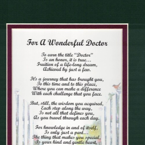 Doctor Poem Doctor Gift Doctor Present Doctor Thank You - Etsy