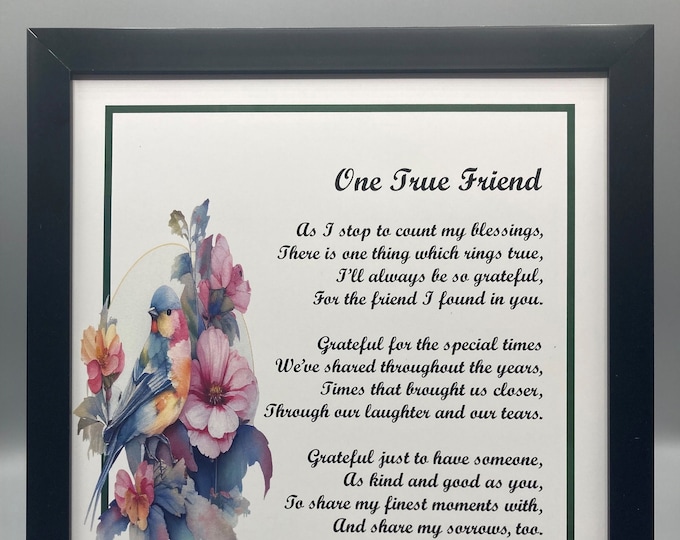 Vintage Framed Friendship Poem Print Vintage Gold and Blue Wood Frame ...
