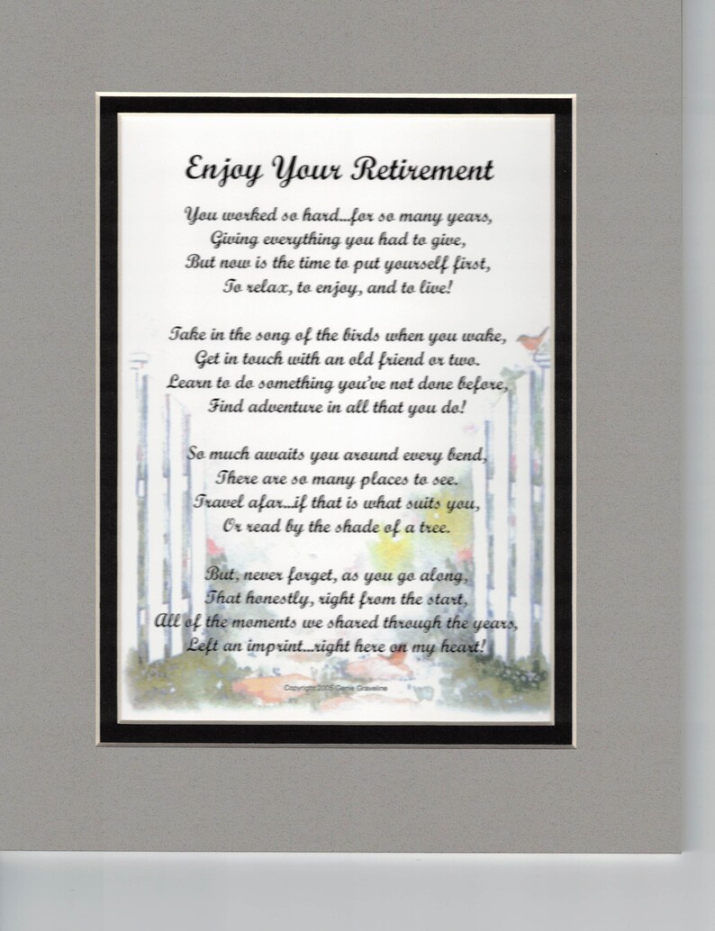 Retirement Poem Retirement Gift Retirement Present - Etsy
