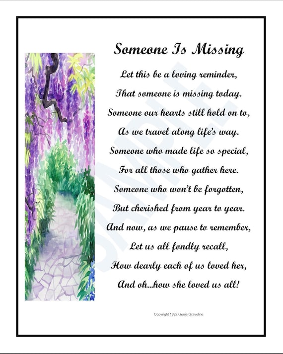 Someone is Missing DIGITAL DOWNLOAD Memorial Poem - Etsy