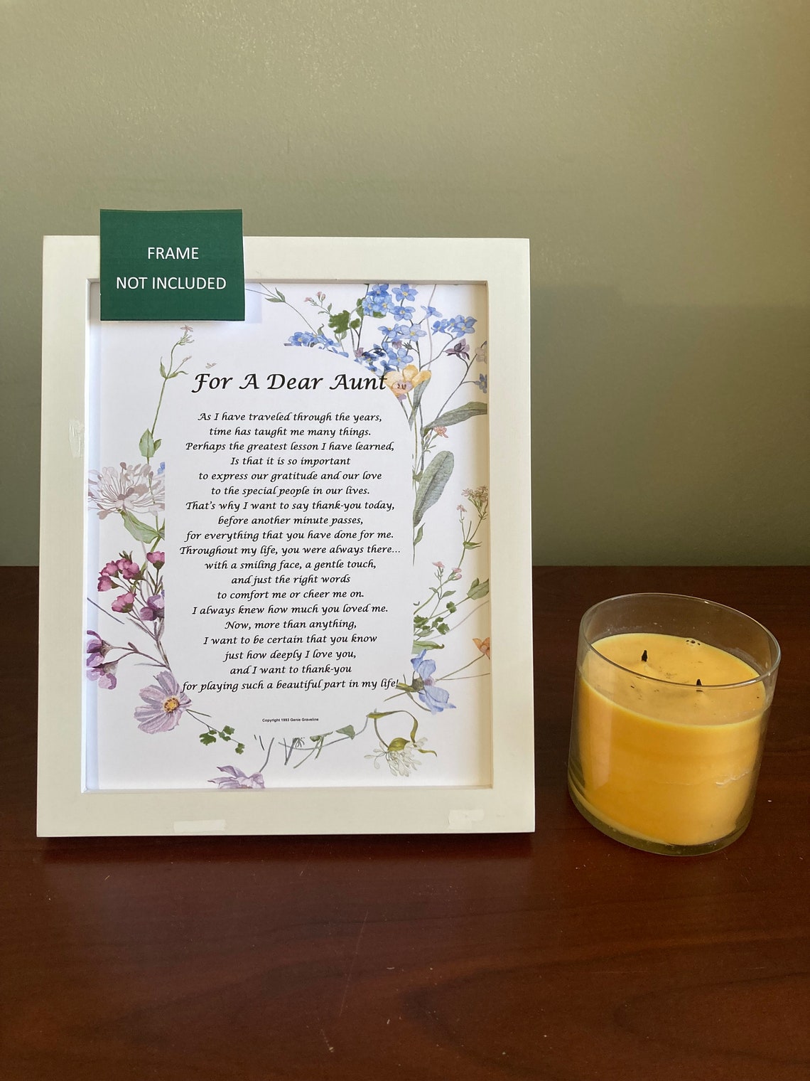 Poem for My Aunt DIGITAL DOWNLOAD Aunt Thank You - Etsy