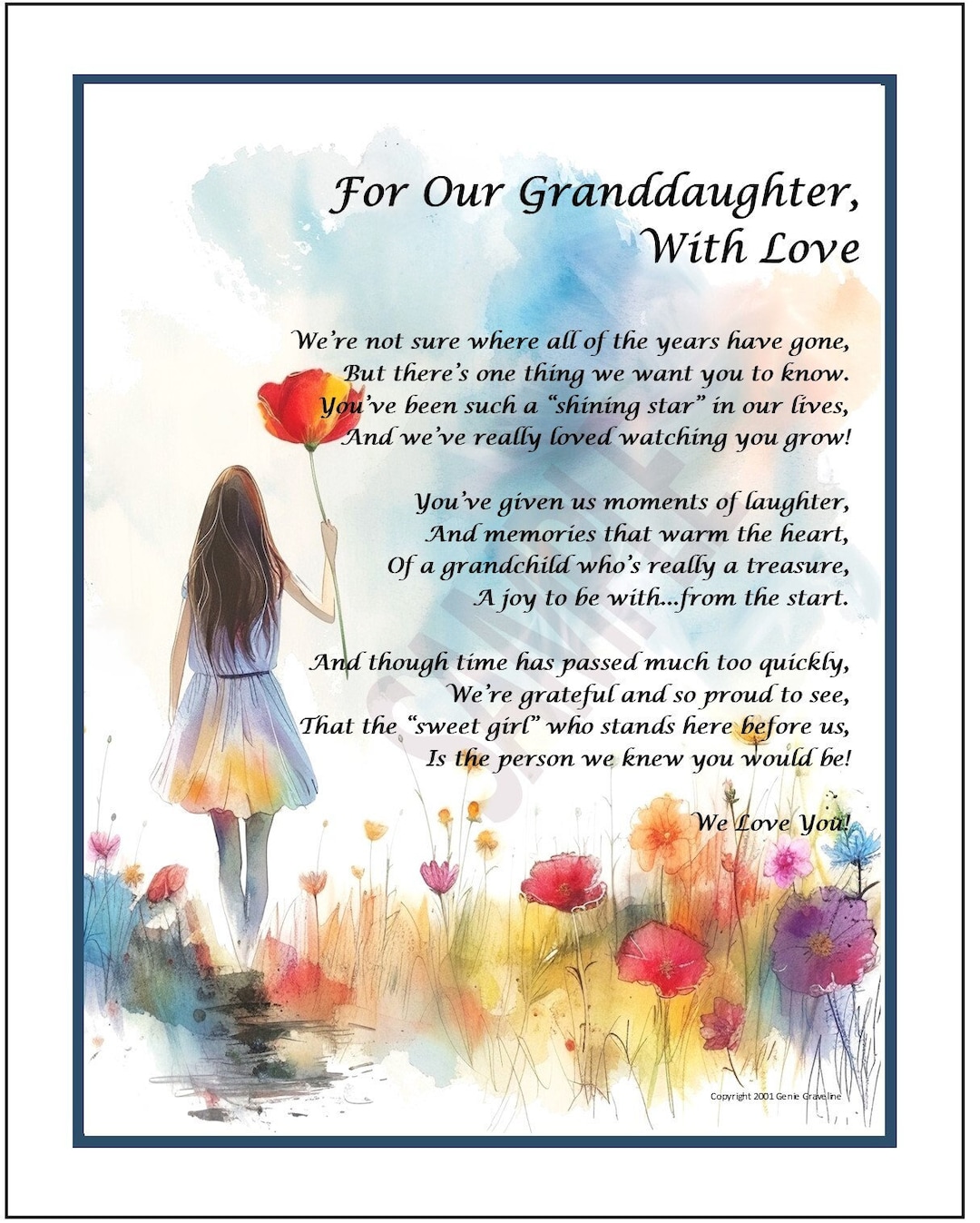 Our Granddaughter Poem, DIGITAL DOWNLOAD, Granddaughter Print Verse ...