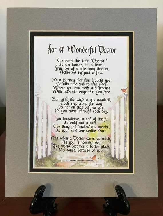 Doctor Poem Doctor Gift Doctor Present Doctor Thank You | Etsy