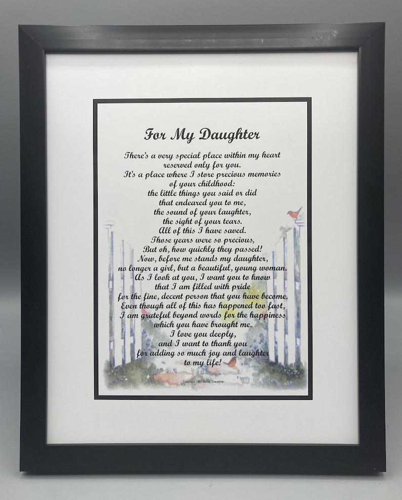 Framed My Daughter Poem Print Birthday Graduation or Christmas Gift ...