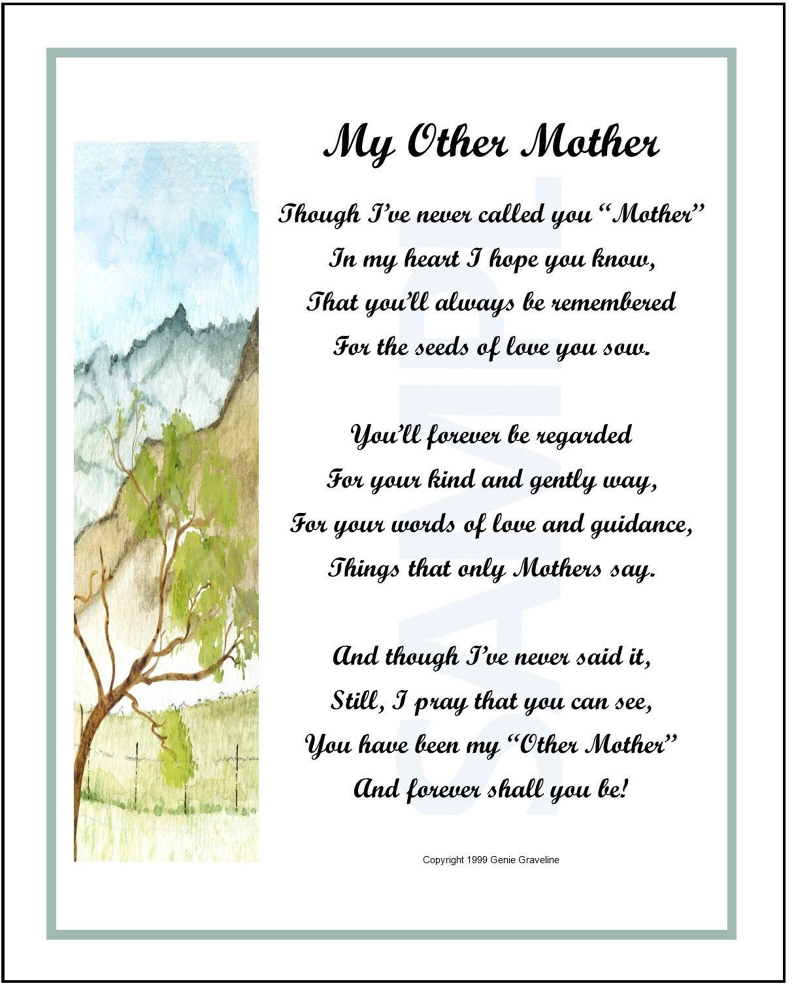 My Other Mother DIGITAL DOWNLOAD Like a Mother to Me Mother | Etsy