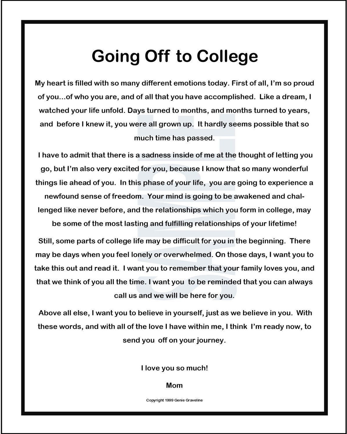 Going off to College, DIGITAL POEM, College Bound, Going Away to ...