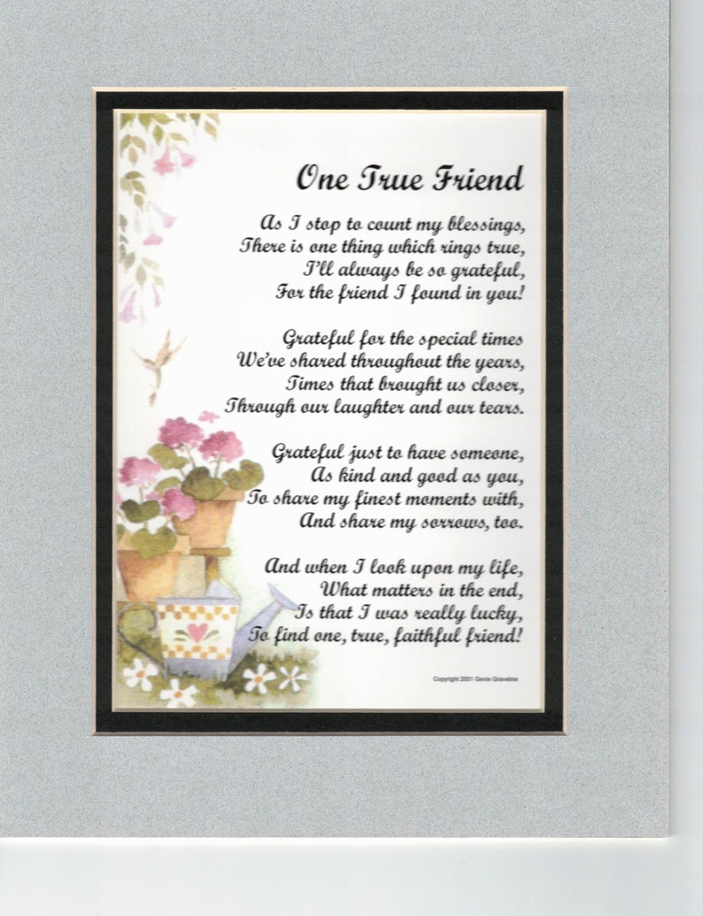 Best Friend Gift Friend Poem Friend Print Friend Verse - Etsy