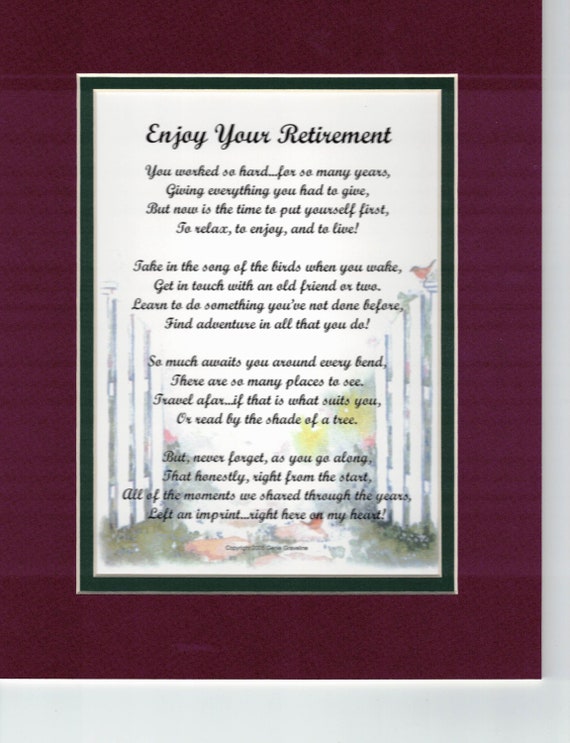 Retirement Poem Retirement Gift Retirement Present - Etsy