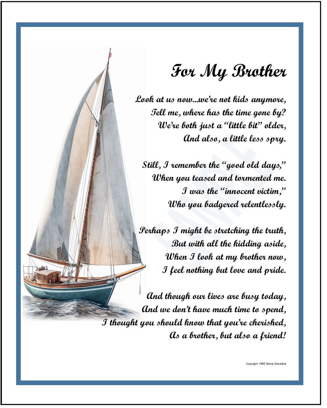 Brother Poem Print Verse Saying Gift Present, DIGITAL DOWNLOAD, Brother ...