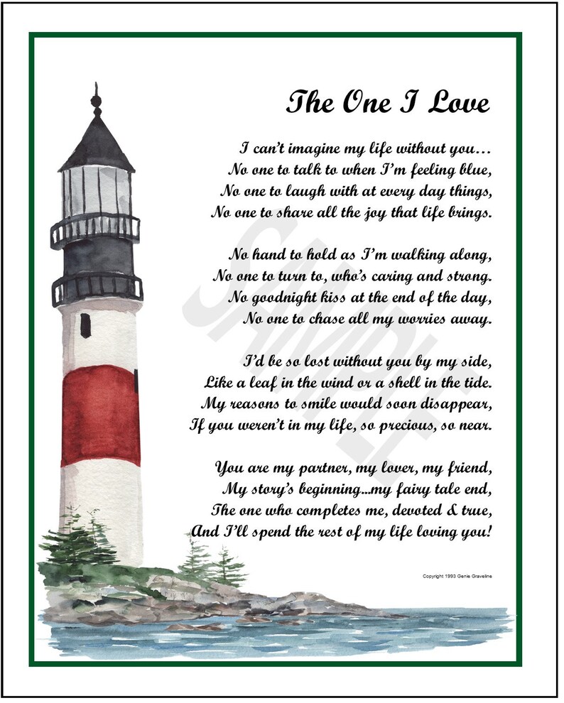 The One I Love DIGITAL DOWNLOAD Poem Verse Print Birthday - Etsy