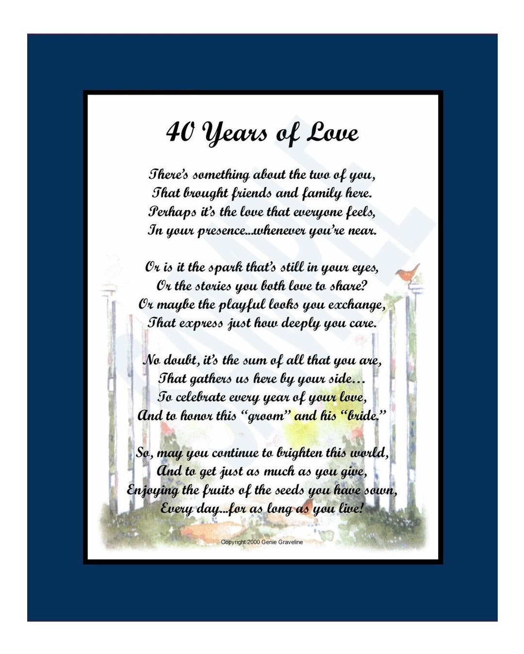 40th Anniversary Poems For Parents 40 Year Anniversary Gift For