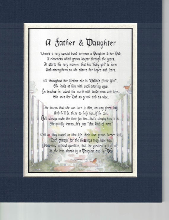 Father And Daughter Father Daughter Poem Father Gift Dad | Etsy