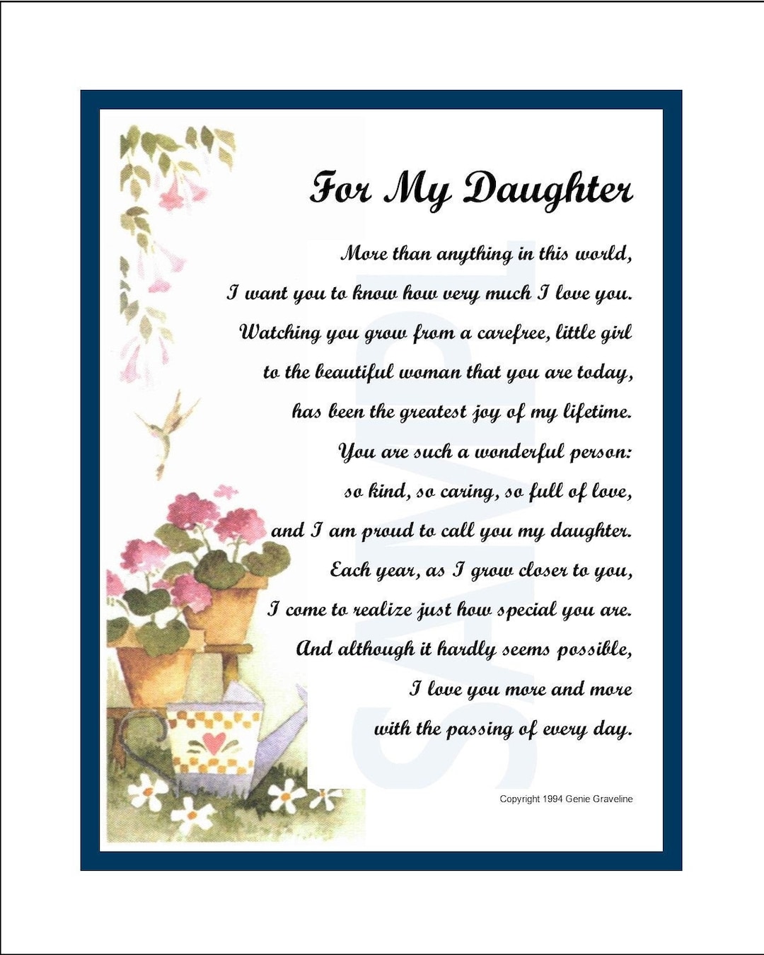 For My Daughter, DIGITAL DOWNLOAD, Unframed, Daughter Graduation ...