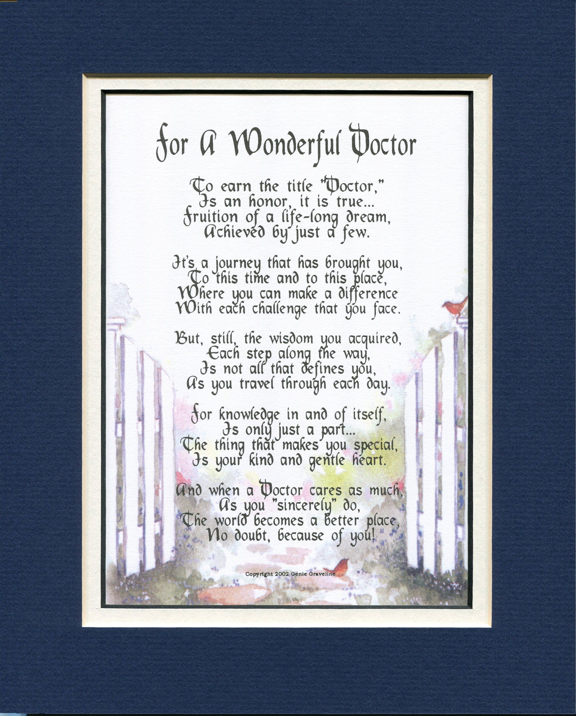 Doctor Poem Doctor Gift Doctor Present Doctor Thank You | Etsy