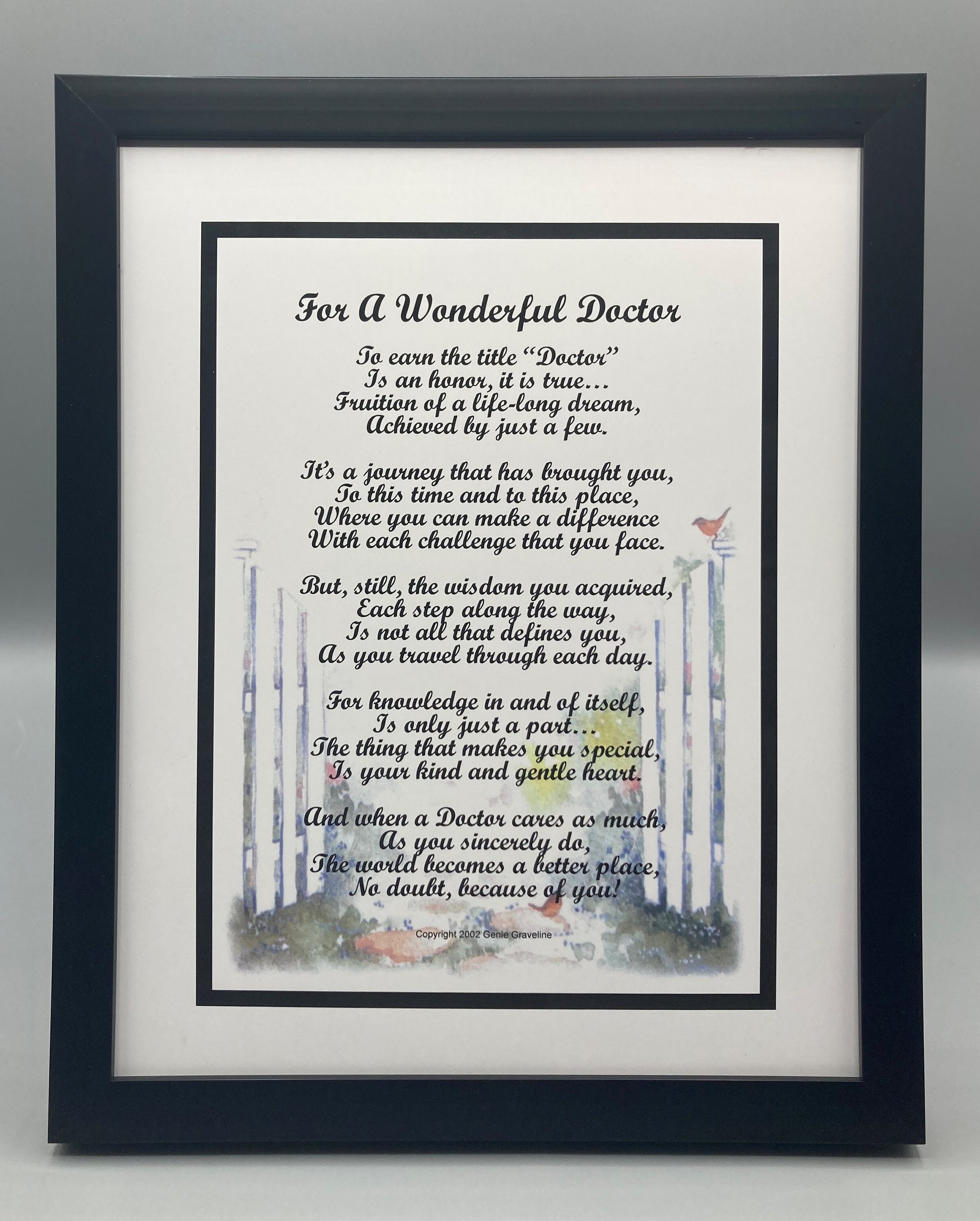 Framed Doctor Poem- Doctor Gift- Doctor Present- Thank You Doctor ...