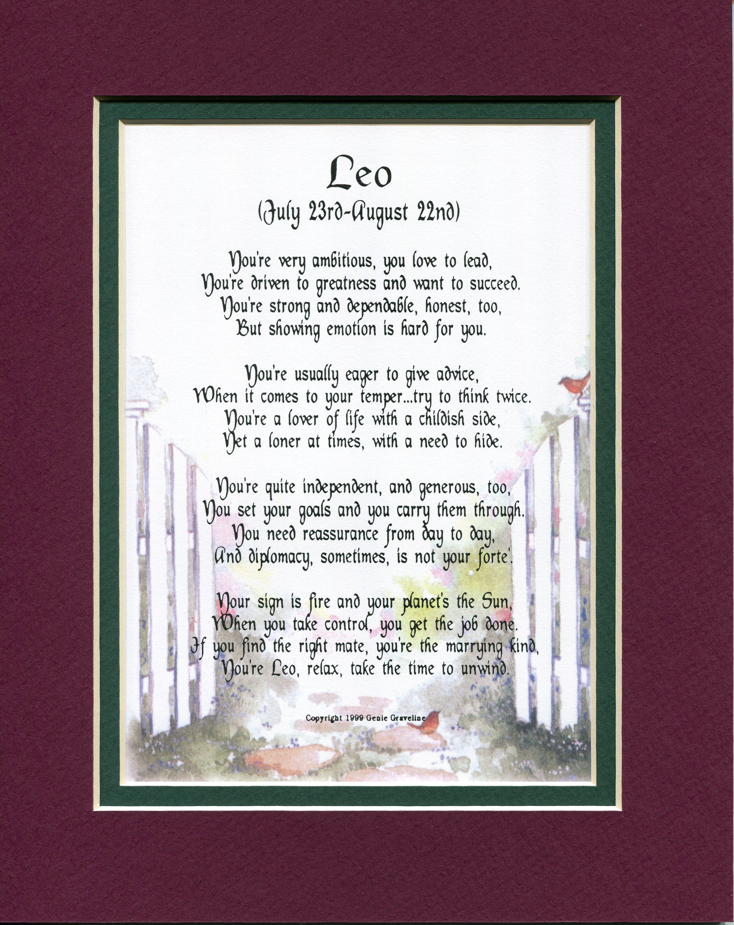 Leo- Leo Gifts- Leo Poem- Leo Presents- Leo Prints- Horoscope Signs ...