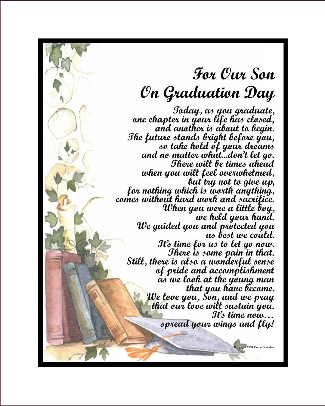 Graduation Poem Gift for Our Son, Graduation DIGITAL DOWNLOAD, Son ...