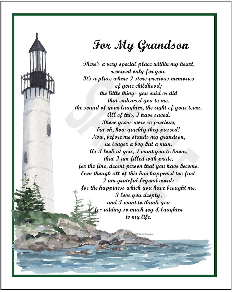 For My Grandson Poem to Grandson From Grandmother - Etsy UK