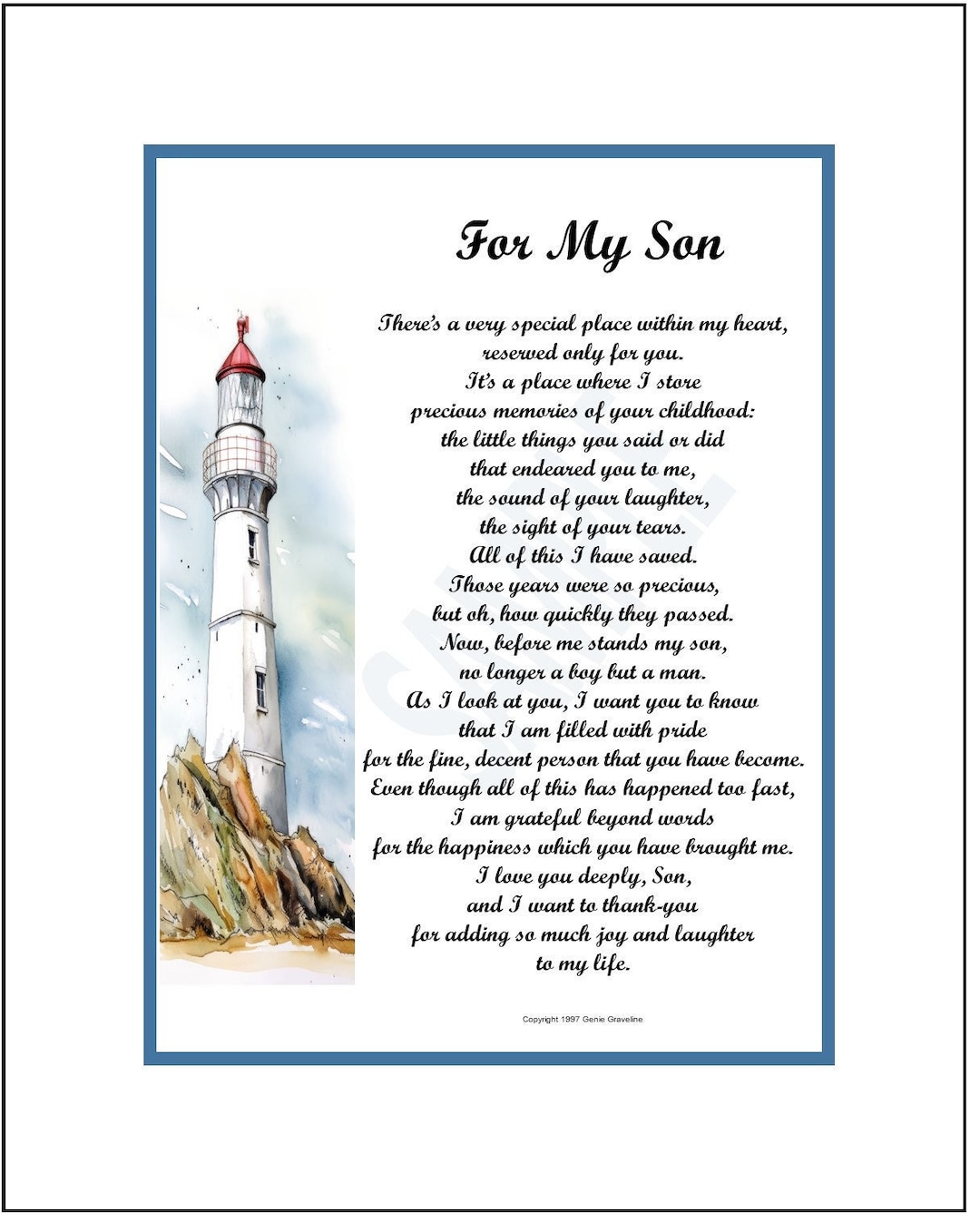 For My Son Poem Print Verse Present, DIGITAL DOWNLOAD, Son Graduation ...