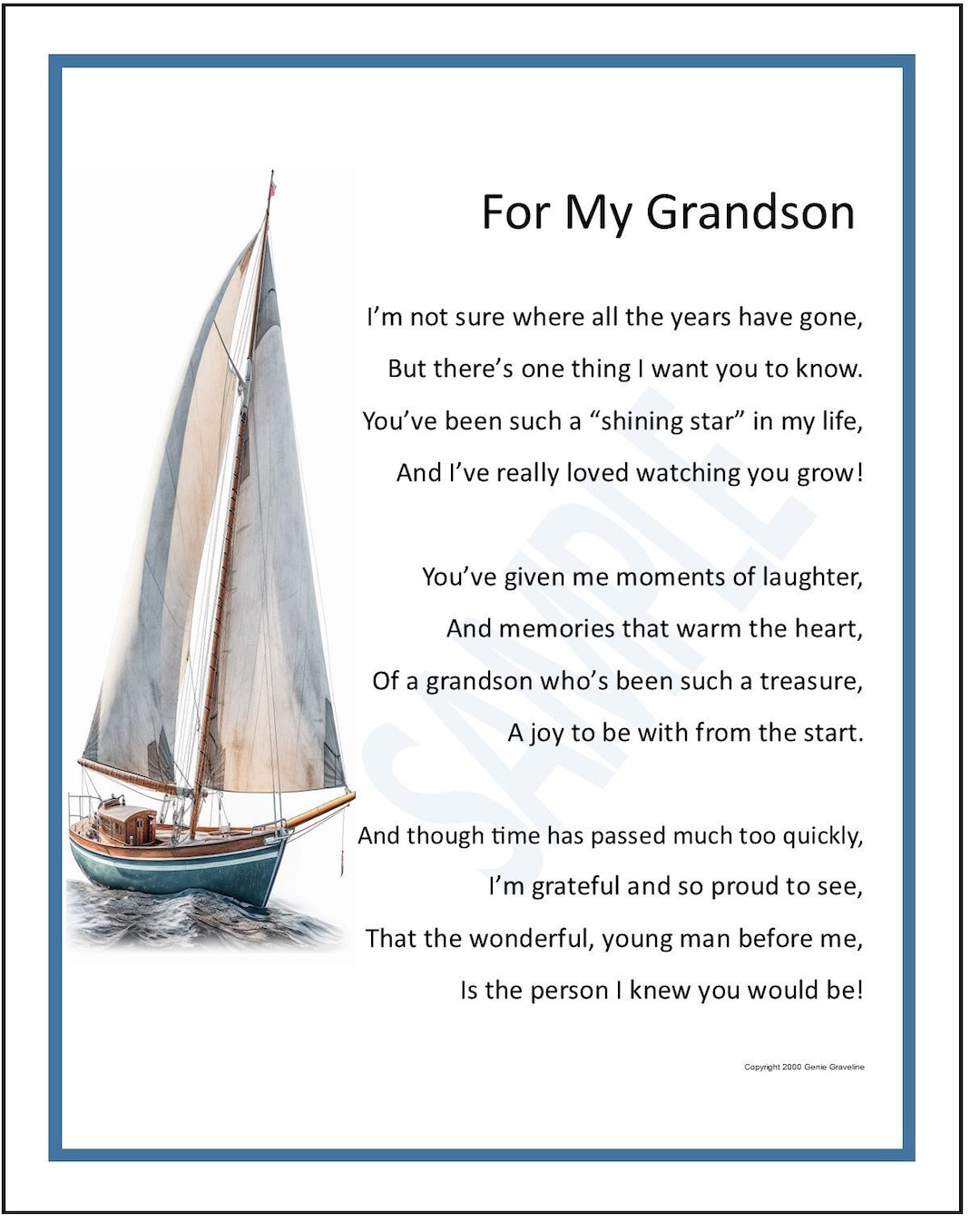 My Grandson Poem Print Verse Saying Gift Present, DIGITAL DOWNOAD ...