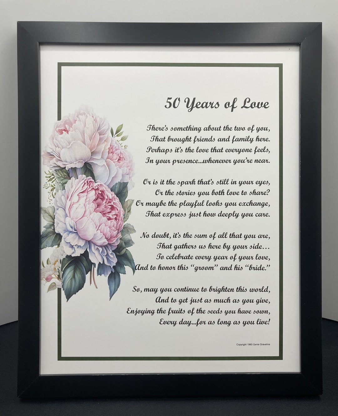 50th Wedding Anniversary Framed Poem, - Etsy