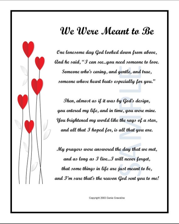 We Were Meant To Be Digital Download Love Poems Valentine Etsy