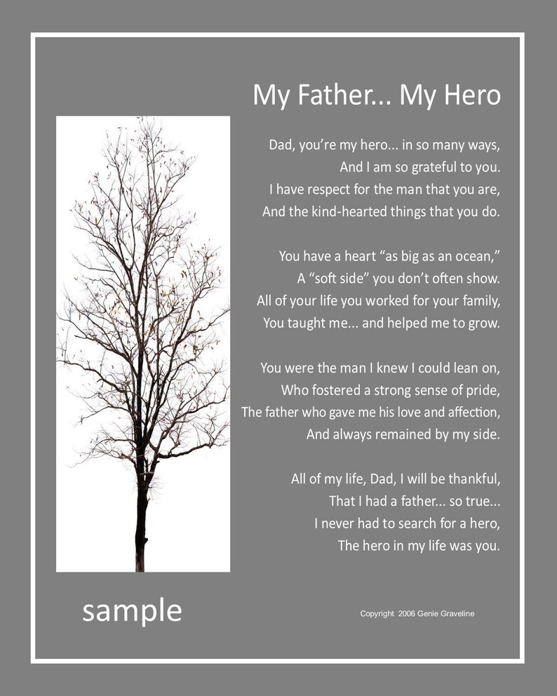 Father Poem DIGITAL DOWNLOAD Father Verse Print Saying Thank - Etsy