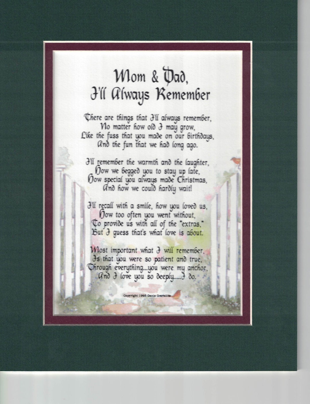 Parent Gift - Parent Present- Parents Poem - Parents Anniversary Gift ...