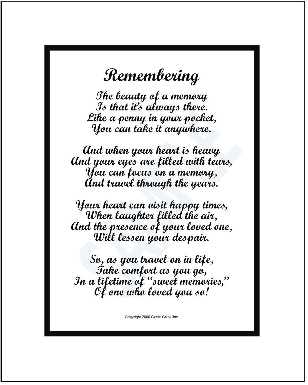 Memorial Poem, Remembering, Minimalist Print, Loss of Husband, Loss of ...