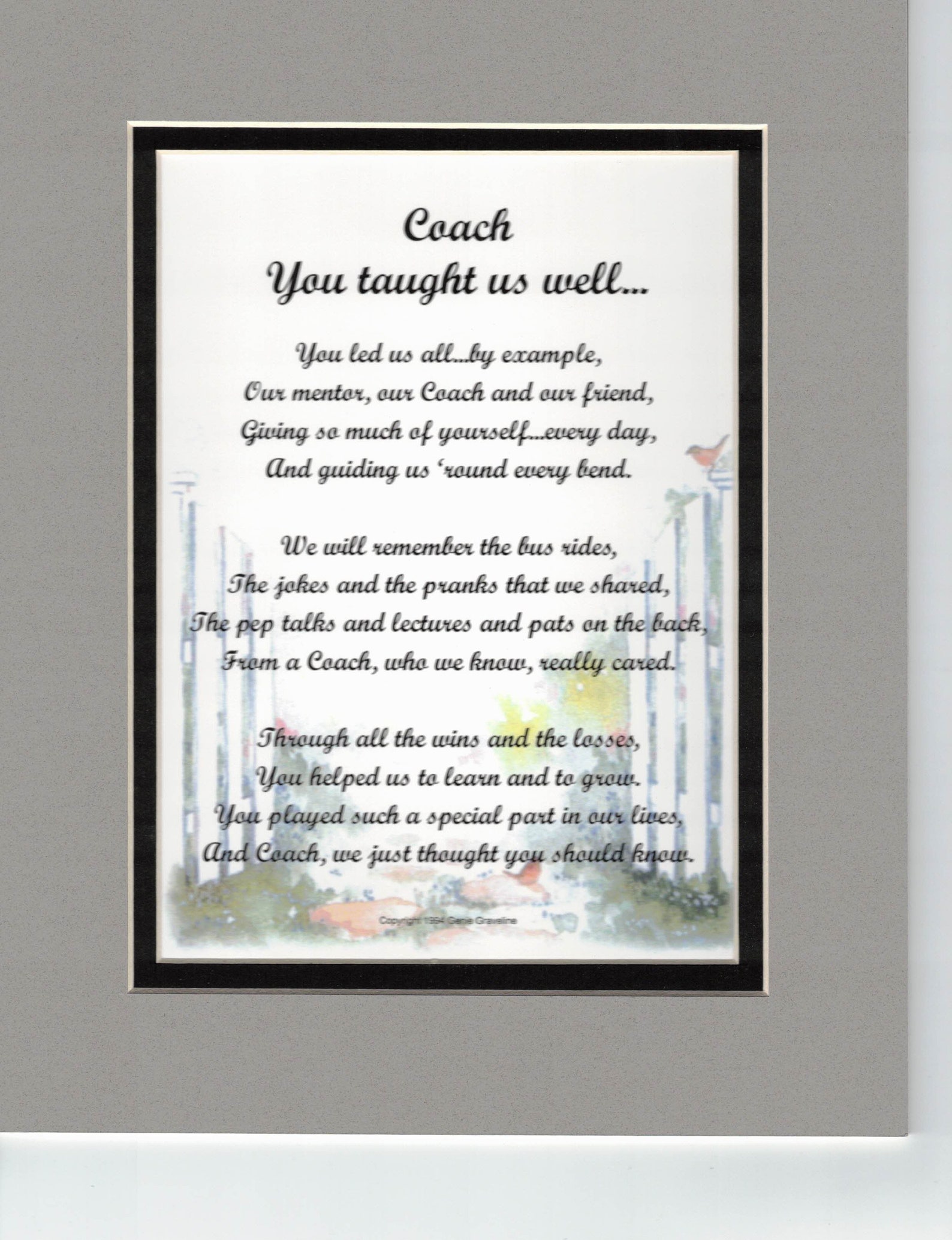 Coach Poem- Coach Verse- Thank You Coach- Coach Appreciation Gift ...