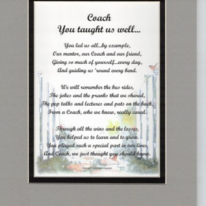Coach Poem- Coach Verse- Thank You Coach- Coach Appreciation Gift ...