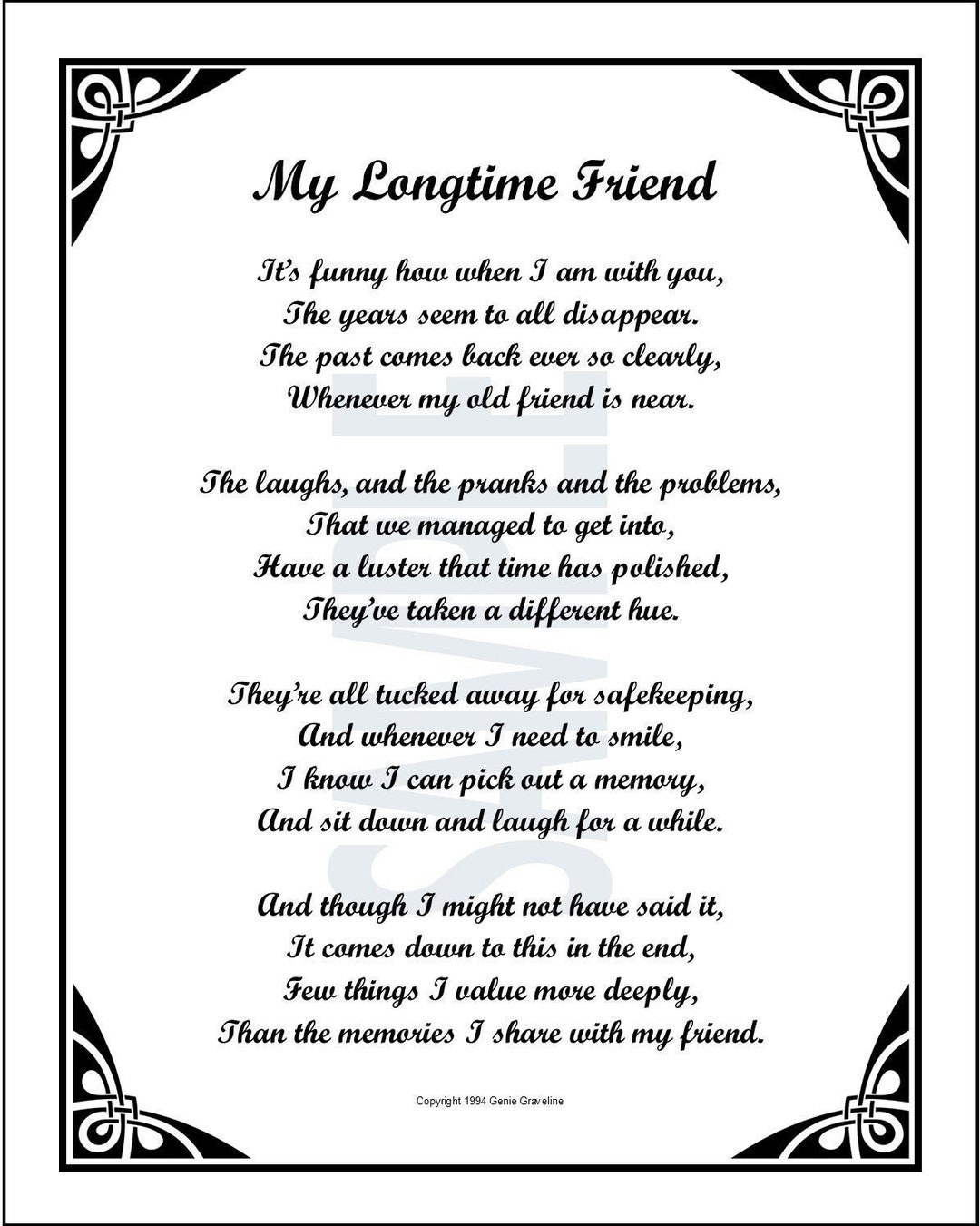 Friend Poem, DIGITAL DOWNLOAD, Friends 30th 40th 50th 60th 70th ...