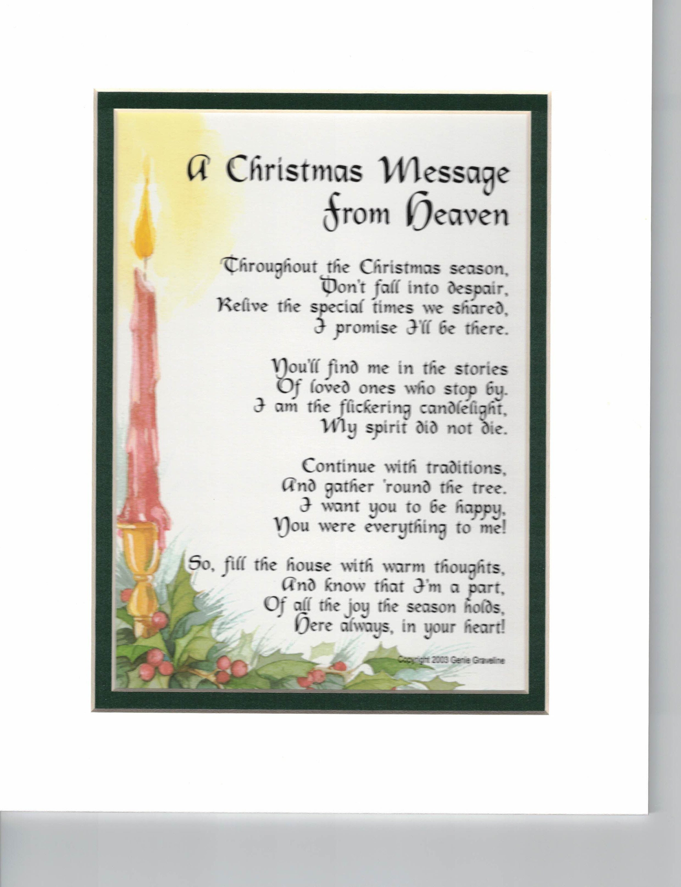 Christmas Memorial Poem Christmas Remembrance Poem Loss of - Etsy UK
