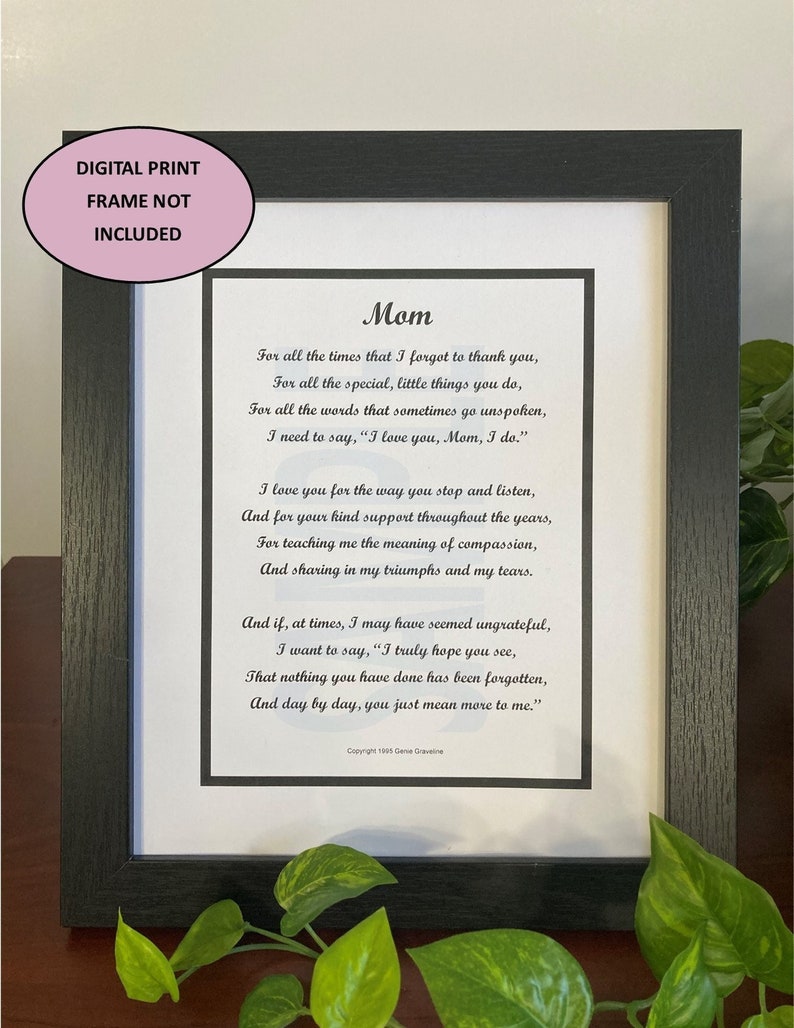 Mom Poem DIGITAL DOWNLOAD Mom Gift Mom Present Mom Verse - Etsy