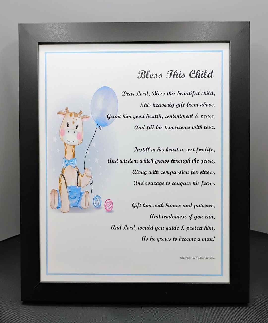 Framed Baby Boy Blessing Poem Gift, Baptism Poem Gift, Welcome New Baby ...