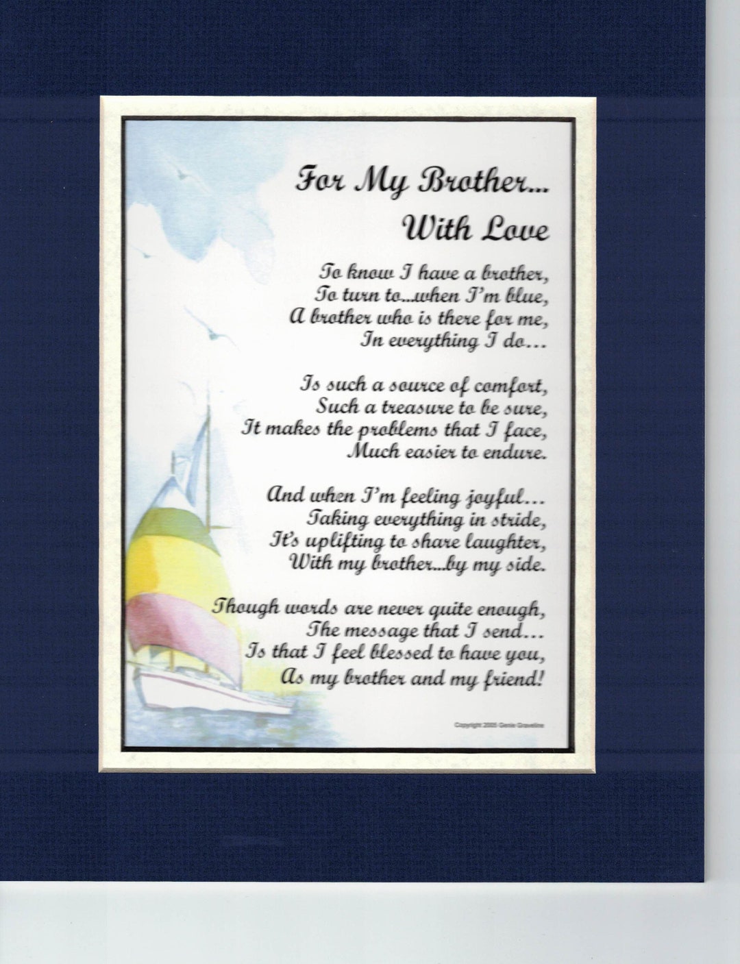 Brother Poem - Brother Gift - Brother Birthday Gift - 40th Birthday ...