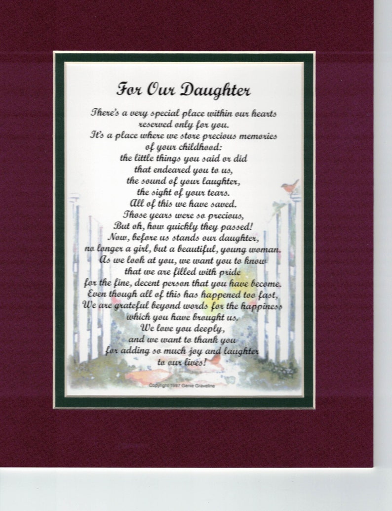 Daughter Poem Daughter Gift Daughter Graduation Daughter | Etsy