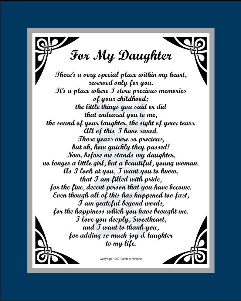 Poem for My Daughter DIGITAL DOWNLOAD My Daughter Poem Verse - Etsy