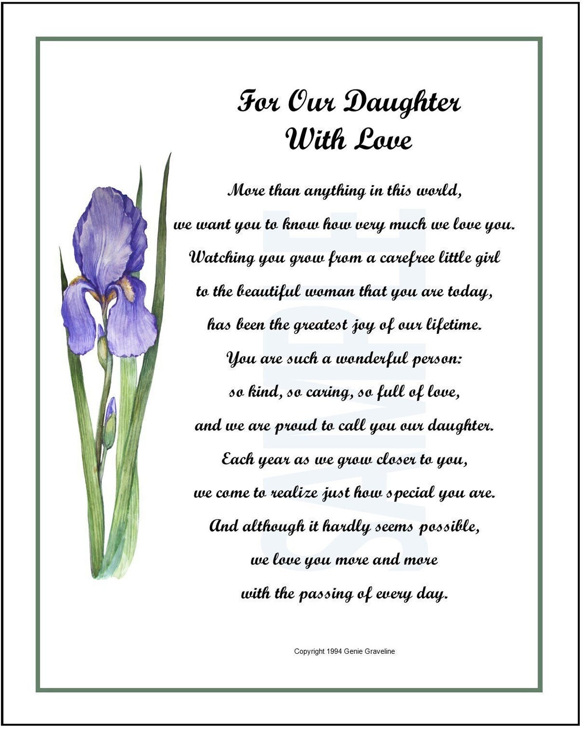 For Our Daughter Poem DIGITAL DOWNLOAD Daughter Print Verse - Etsy