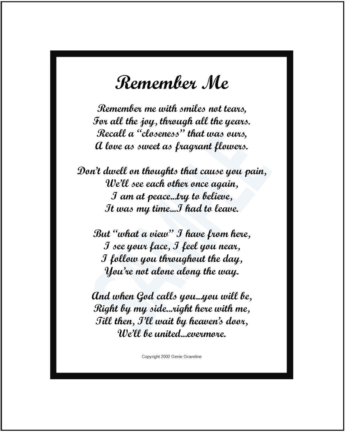 Remember Me Memorial Poem DIGITAL DOWNLOAD Memorial Gift - Etsy