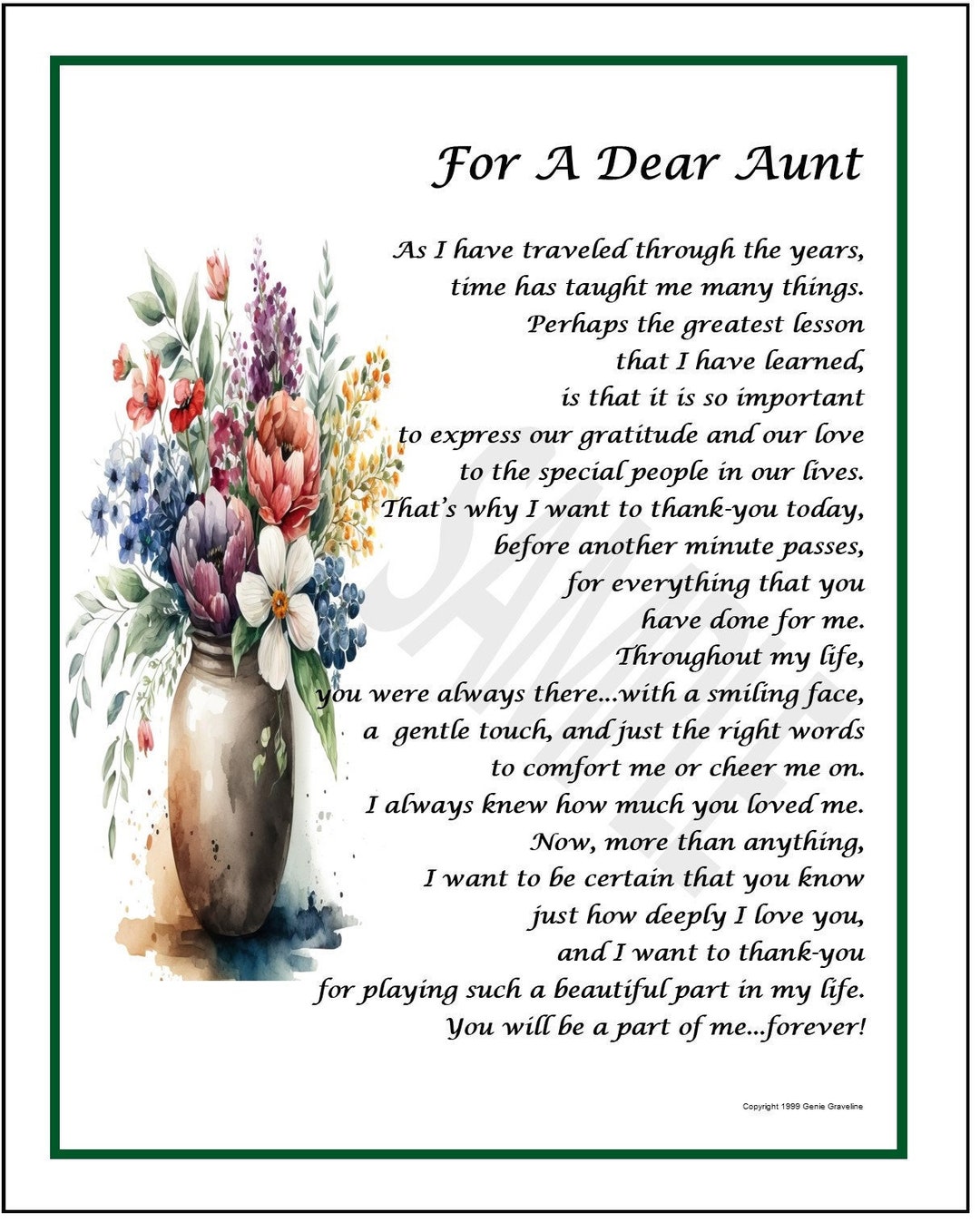 Poem for My Aunt DIGITAL DOWNLOAD Aunt Thank You - Etsy Poem for My Aunt DIGITAL DOWNLOAD Aunt Thank You - Etsy