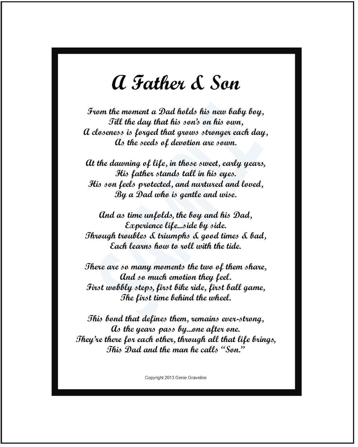 A Father & Son DIGITAL DOWNLOAD Father Son Poem Father Son - Etsy